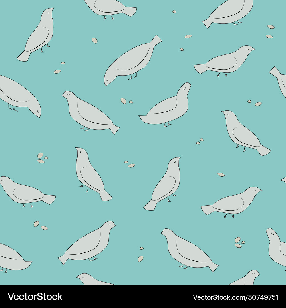 Seamless pattern doves on a turquoise background Vector Image