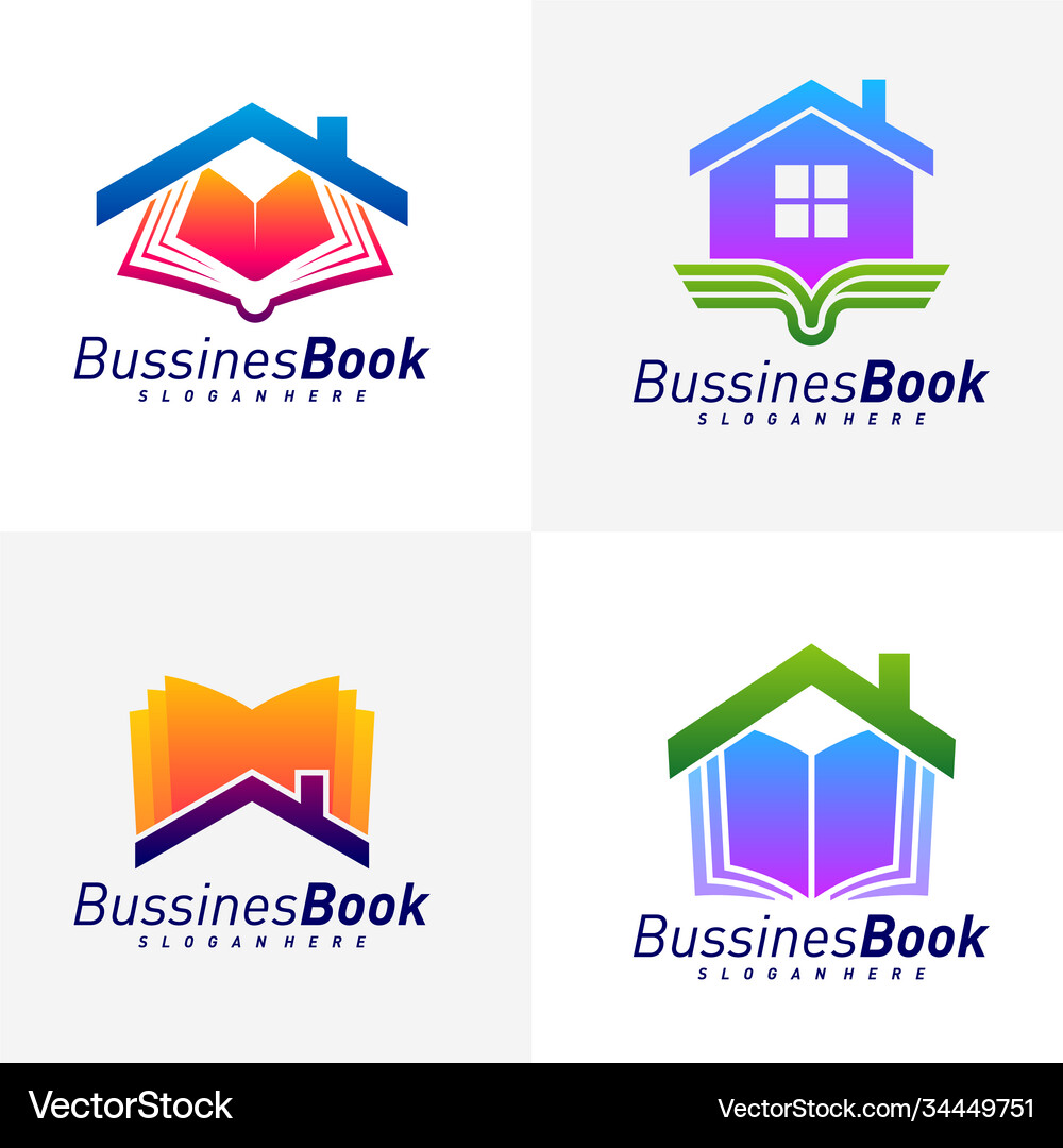 Set home book logo design template book design Vector Image