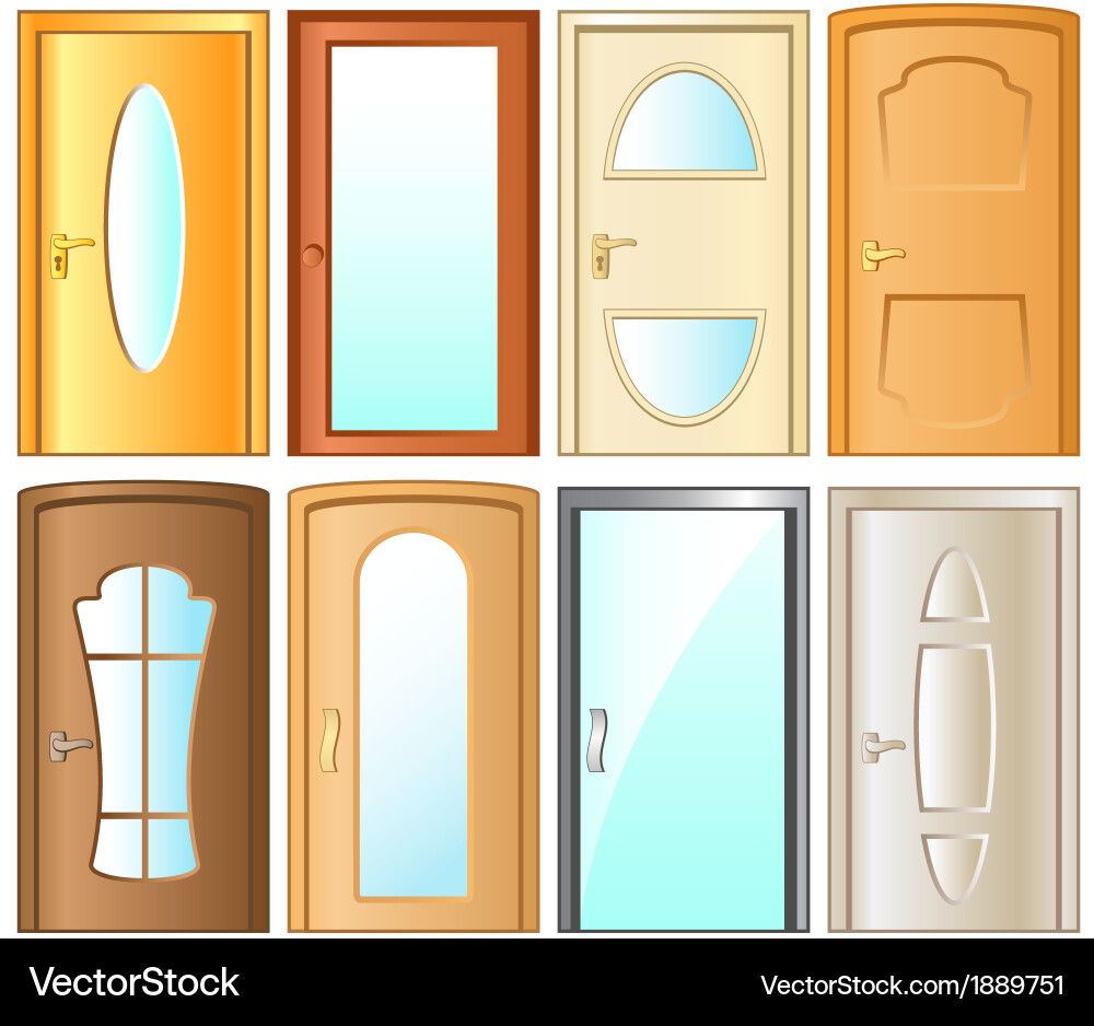Set isolated modern door for home interior Vector Image