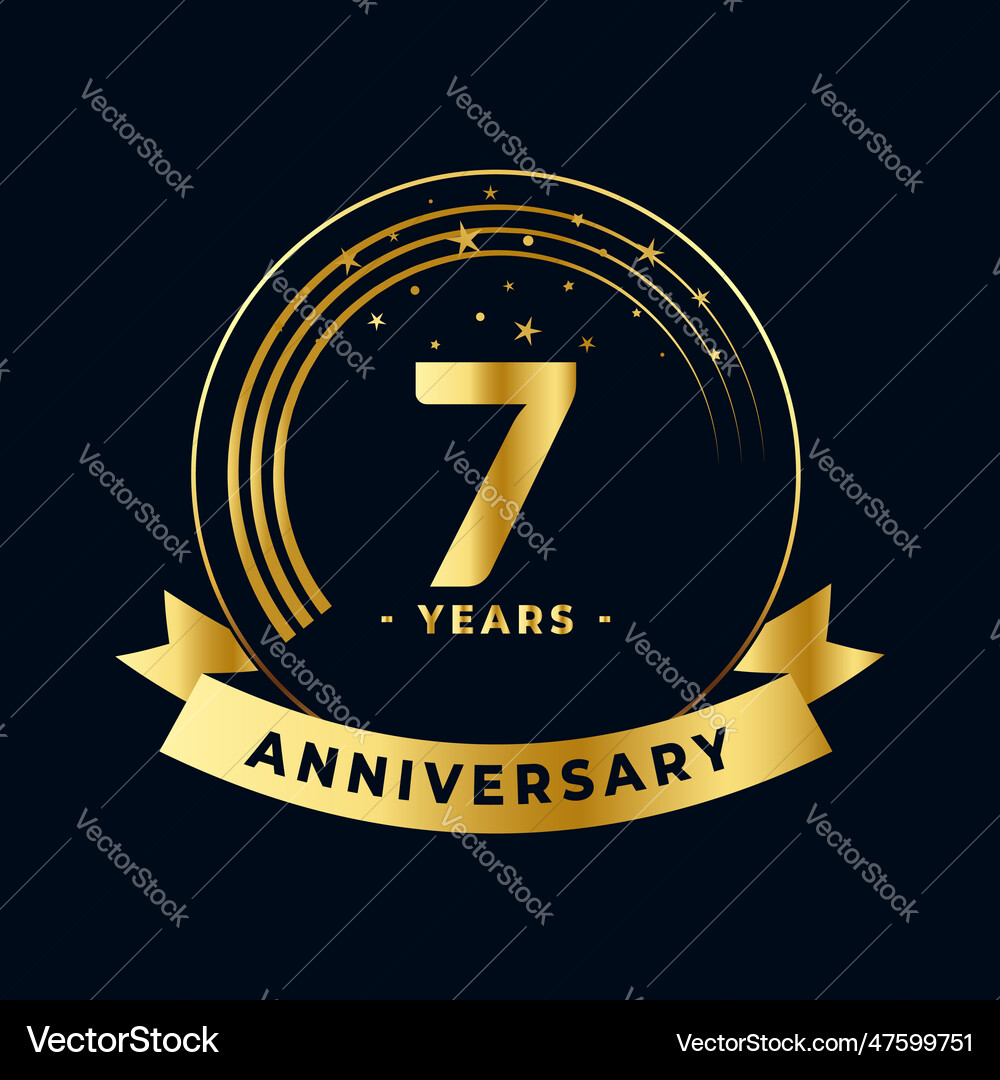 Seven years anniversary celebration emblem Vector Image