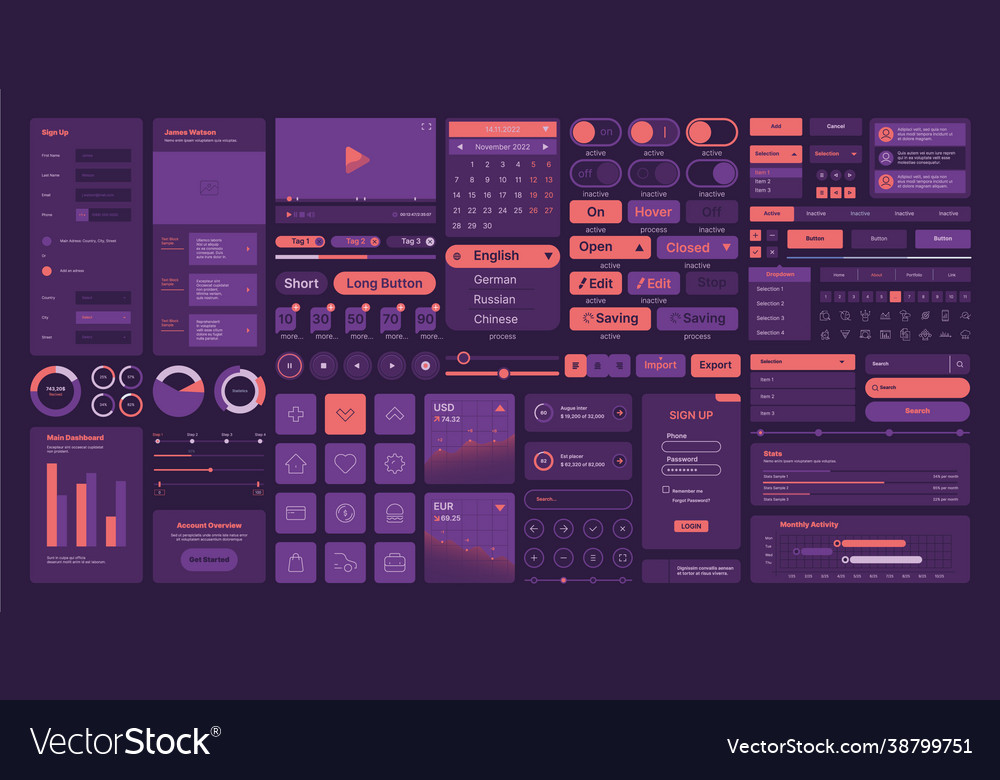 Web elements ui layout symbols interface icons Vector Image