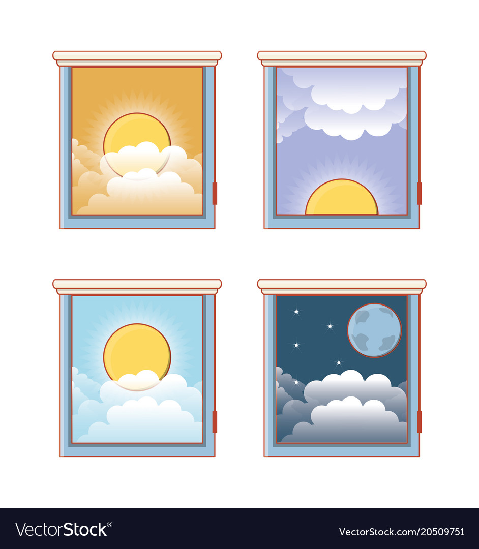 Windows with different hours Royalty Free Vector Image