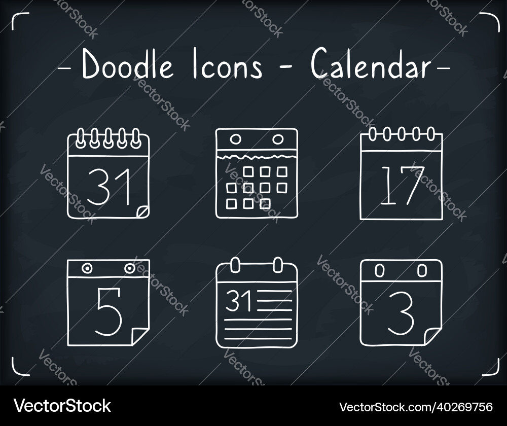 Calendar doodle icons Royalty Free Vector Image