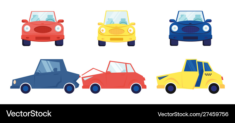 Cars set isolated on white background different Vector Image