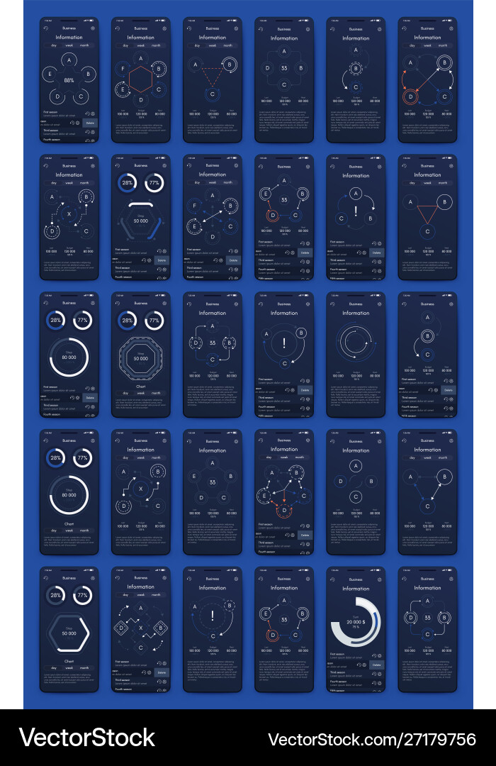 Different ui ux gui screens and flat web icons Vector Image