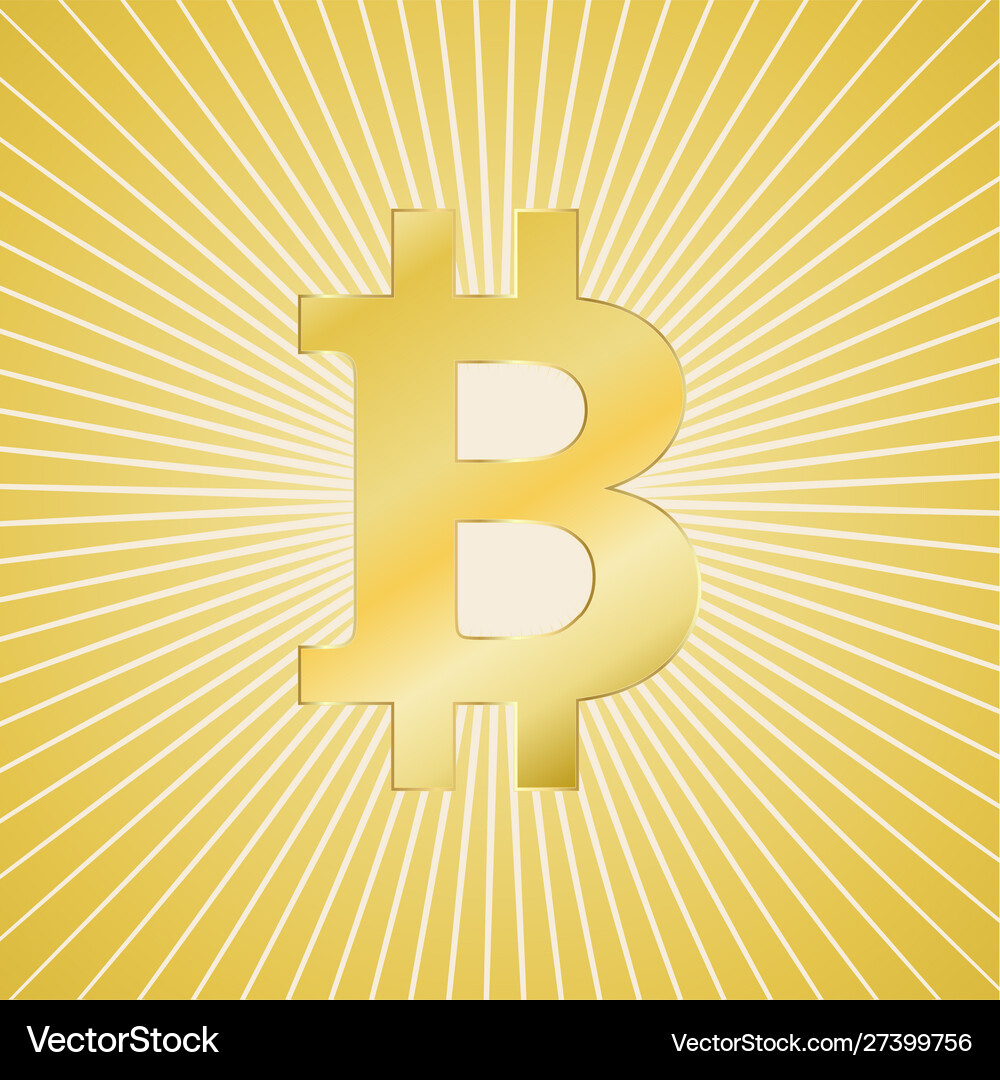 Gold sign crypto currency bitcoin Royalty Free Vector Image