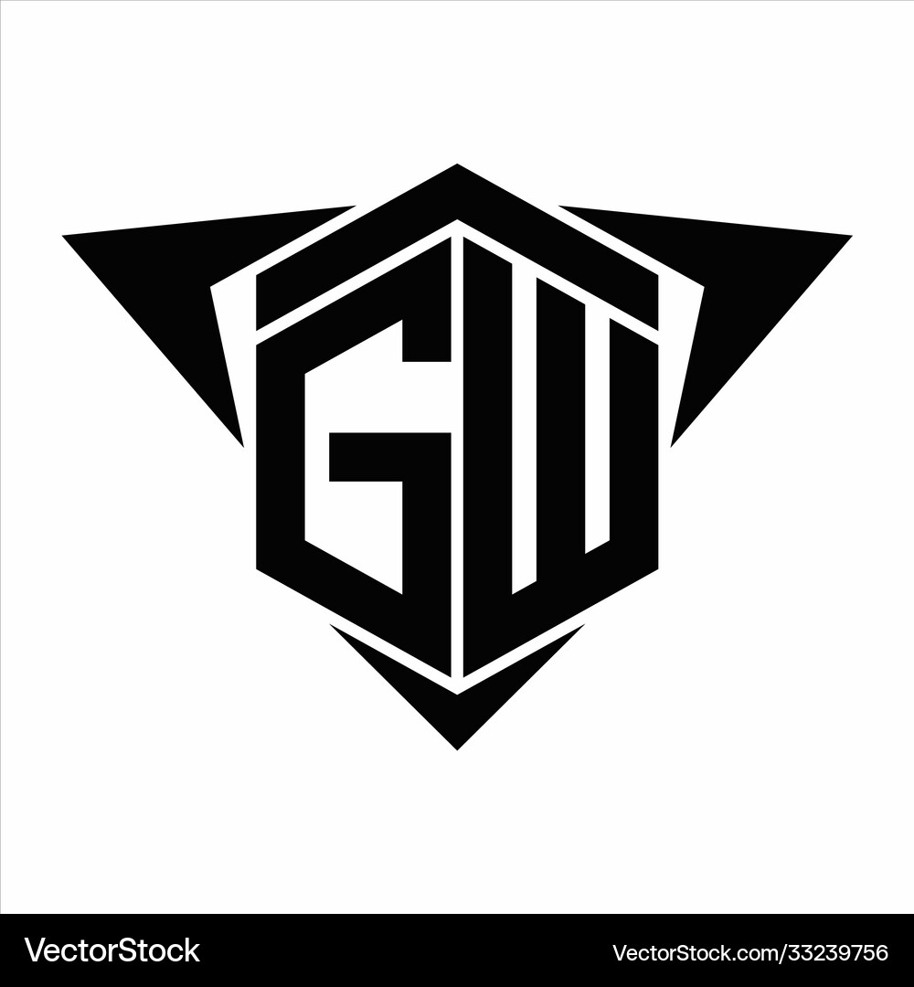 Gw logo monogram with wings arrow around design Vector Image