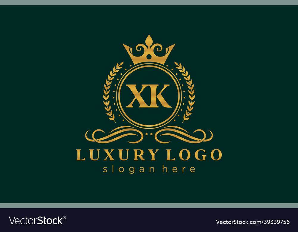 Initial xk letter royal luxury logo template Vector Image