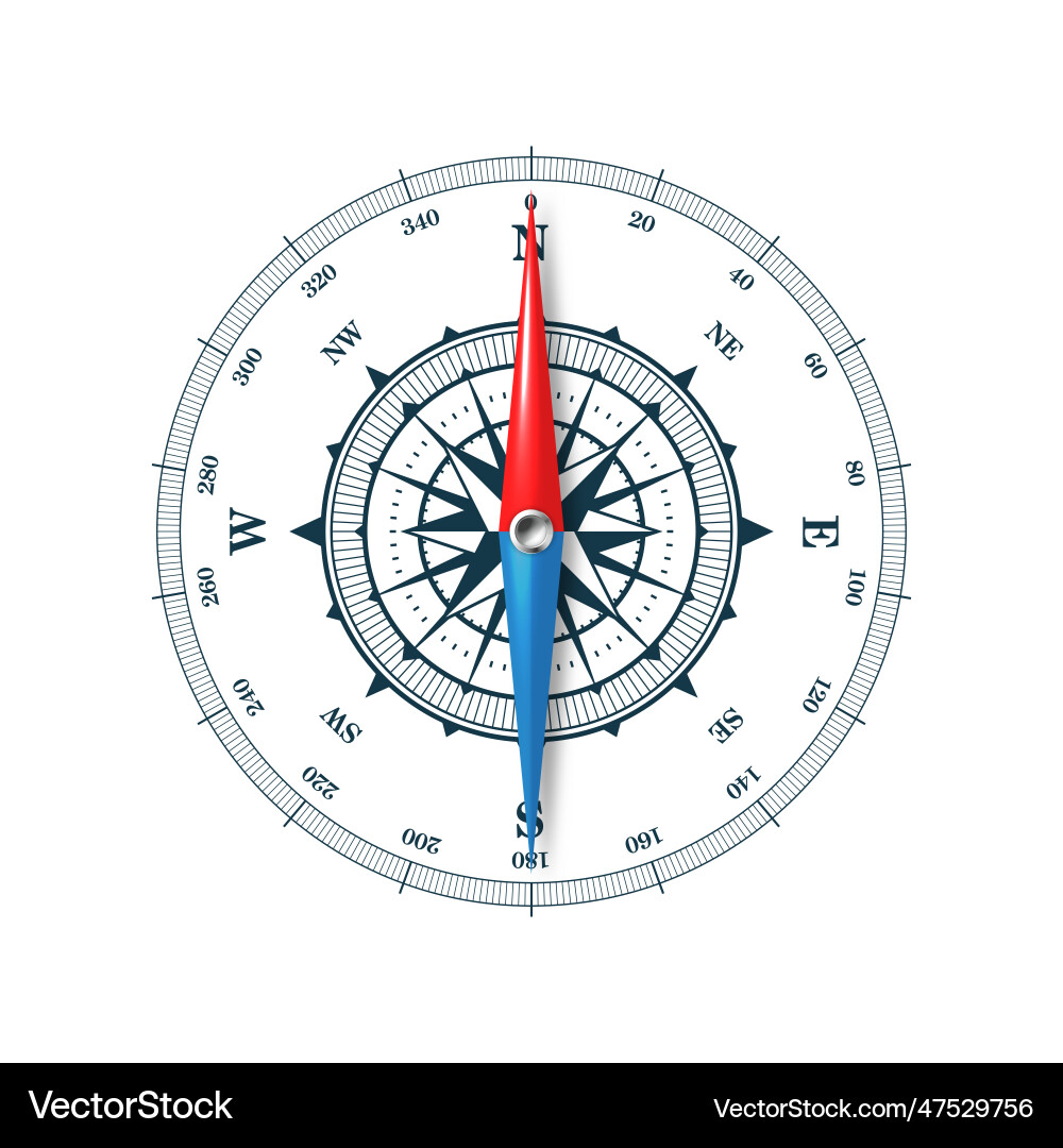 Marine compass nautical wind rose with cardinal Vector Image