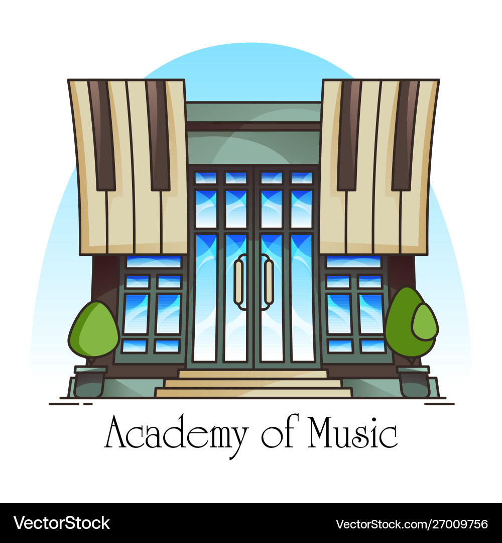 Music academy or conservatory building Royalty Free Vector