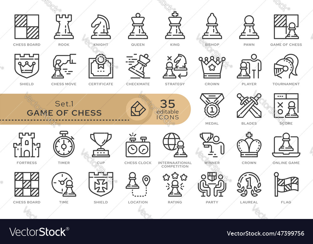 Set icons chess 01 Royalty Free Vector Image - VectorStock
