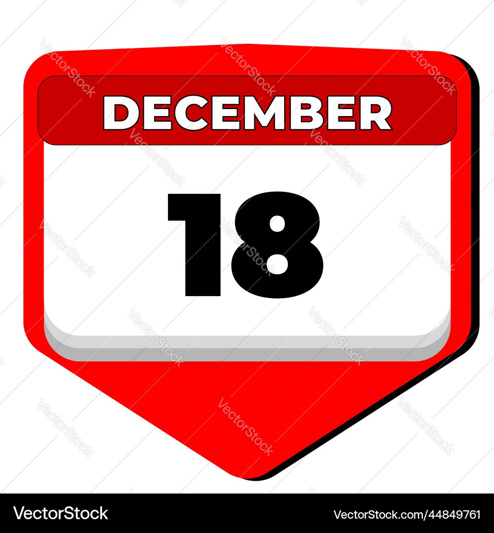18 december icon calendar day date Royalty Free Vector Image