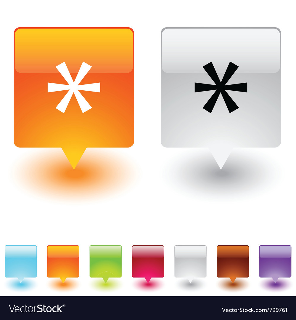 Asterisk square button Royalty Free Vector Image