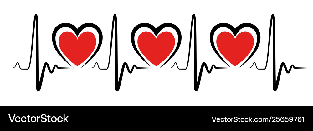 Banner heartbeat heart shape Royalty Free Vector Image