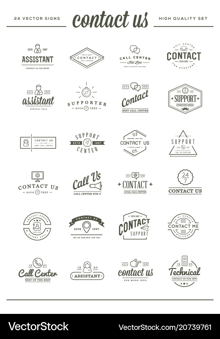 Big set of contact us service elements Royalty Free Vector