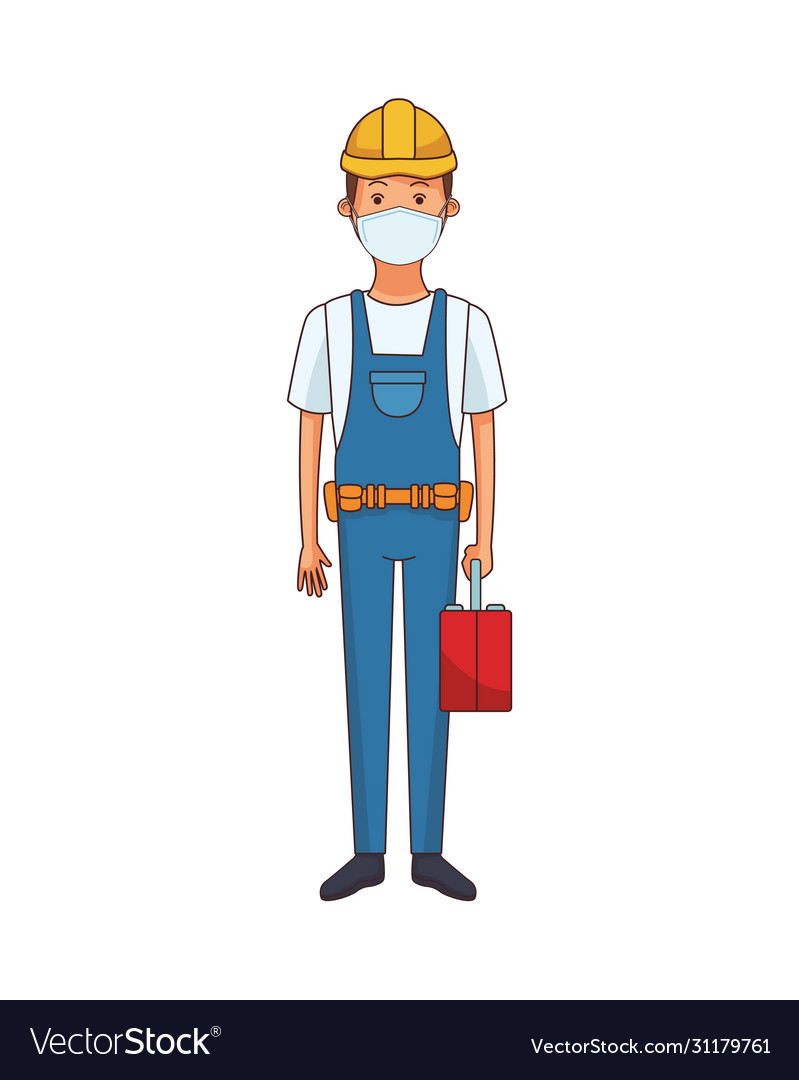 Builder worker profession using face mask Vector Image