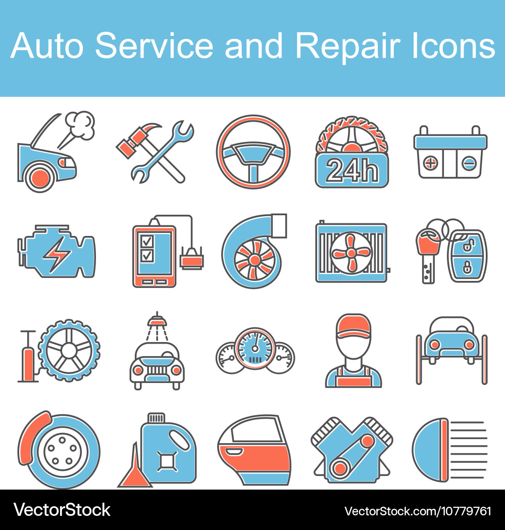 Car repair icons Royalty Free Vector Image - VectorStock