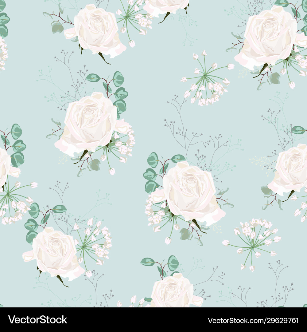 Colorful pastel seamless pattern with roses Vector Image