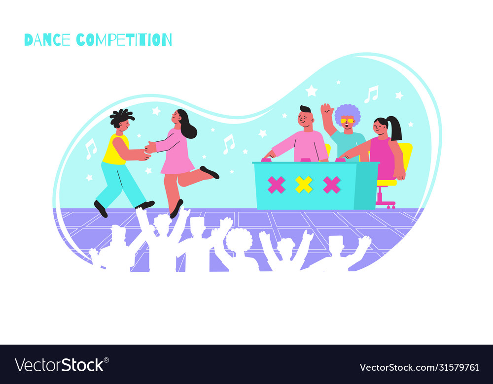 Dance competition flat composition Royalty Free Vector Image