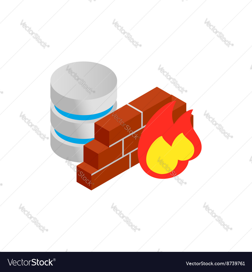 Database and firewall with chart icon Royalty Free Vector