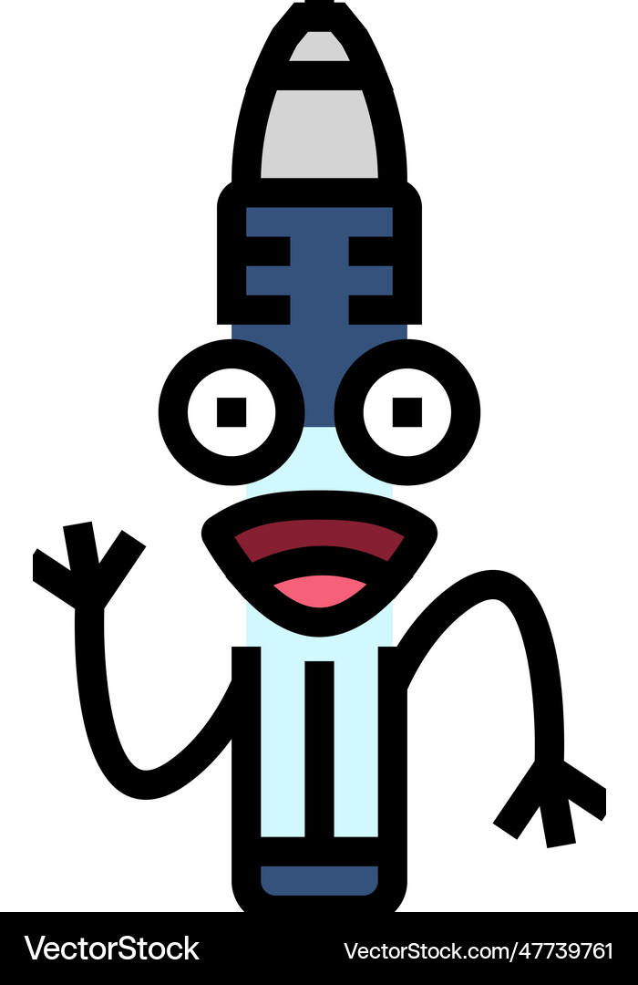 Drawing pen character color icon Royalty Free Vector Image