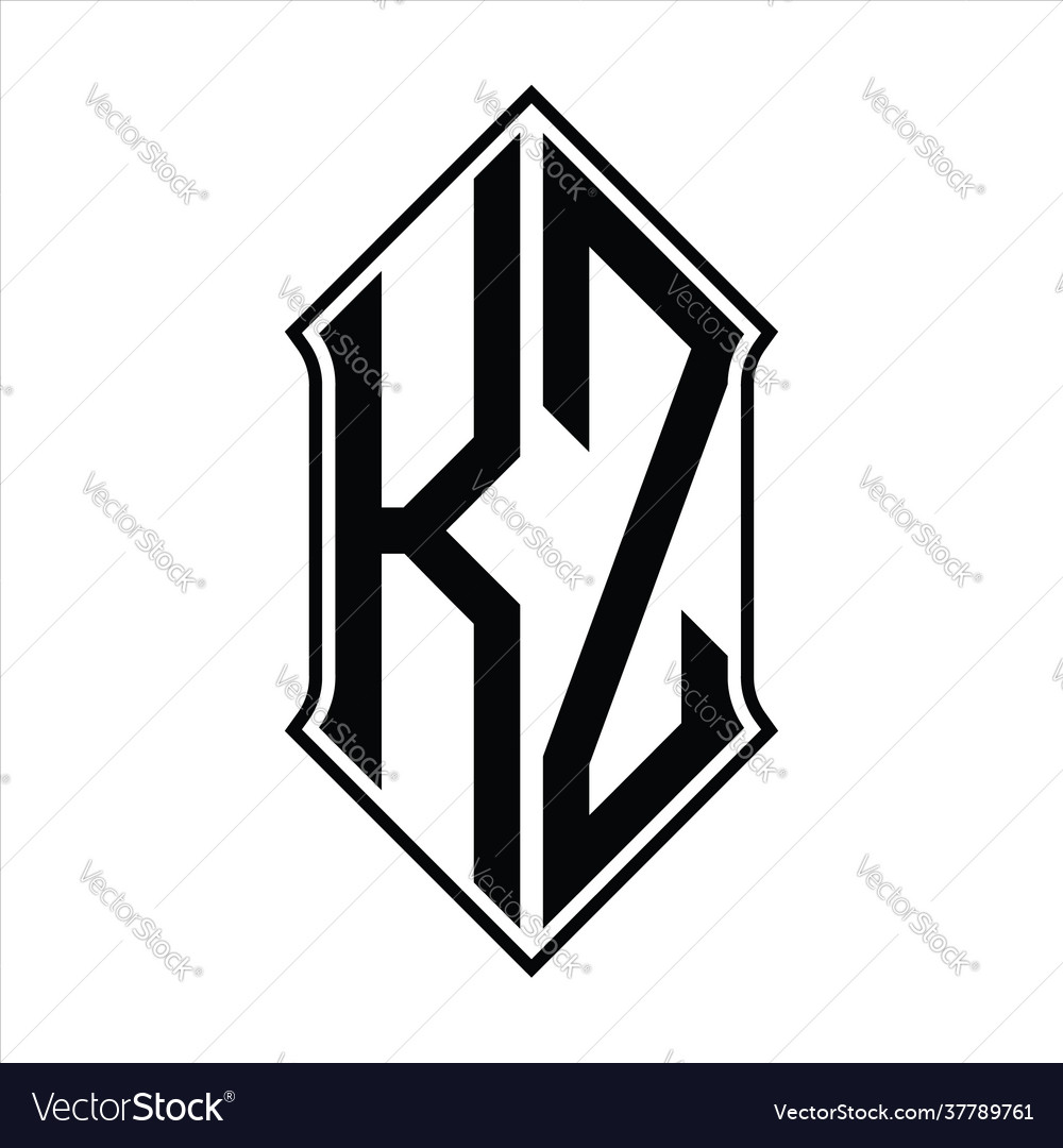 Kz logo monogram with shieldshape and outline Vector Image