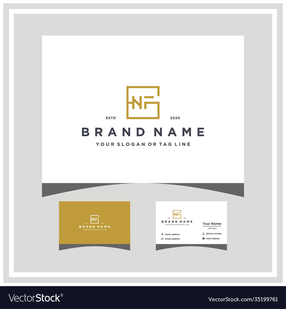 Letter gnf logo square design and business card Vector Image