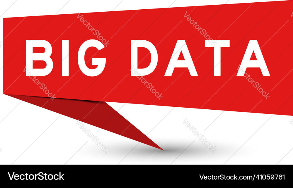 Red color speech banner with word big data Vector Image