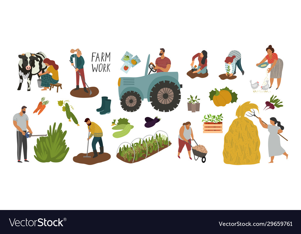Set different elements and people Royalty Free Vector Image