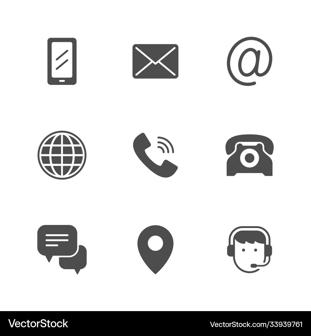 Set glyph icons contact us Royalty Free Vector Image