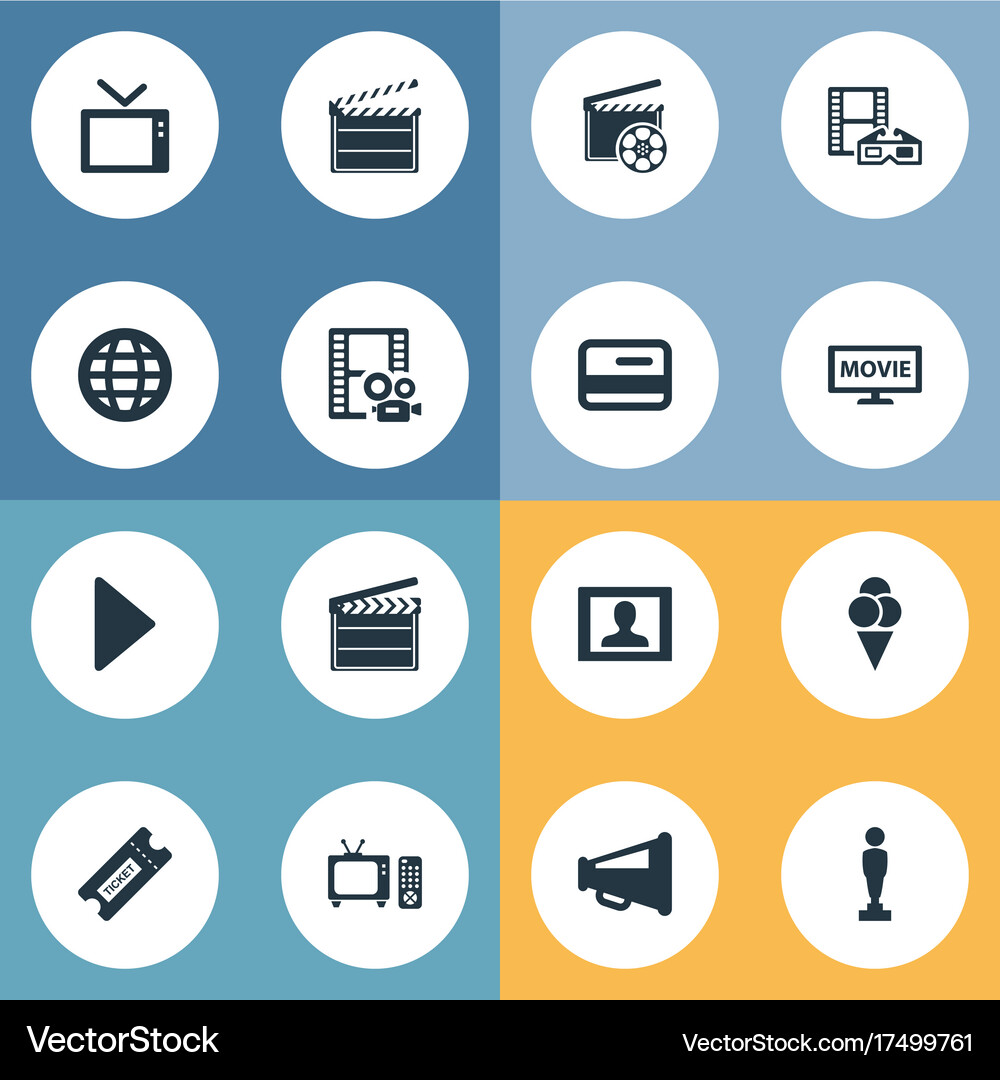 Set simple movie icons Royalty Free Vector Image