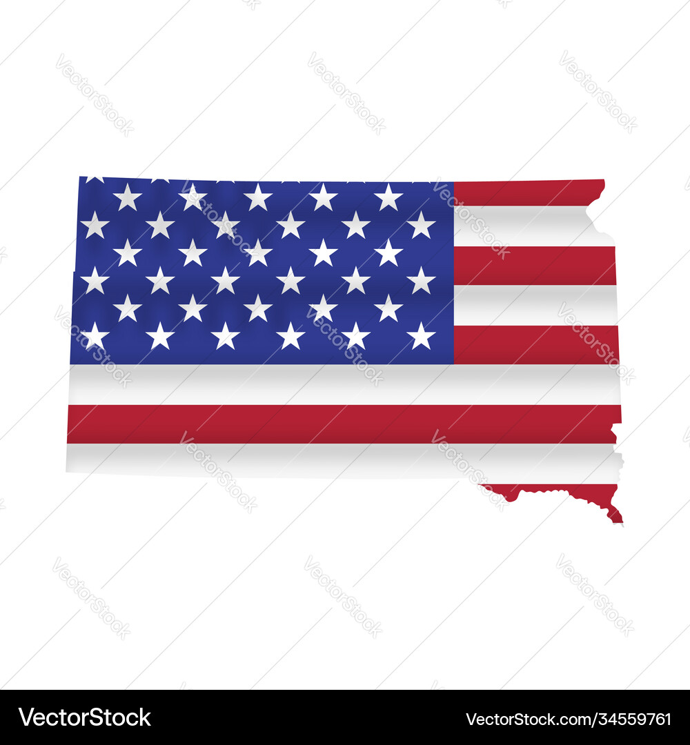 South dakota us state flag map isolated Royalty Free Vector