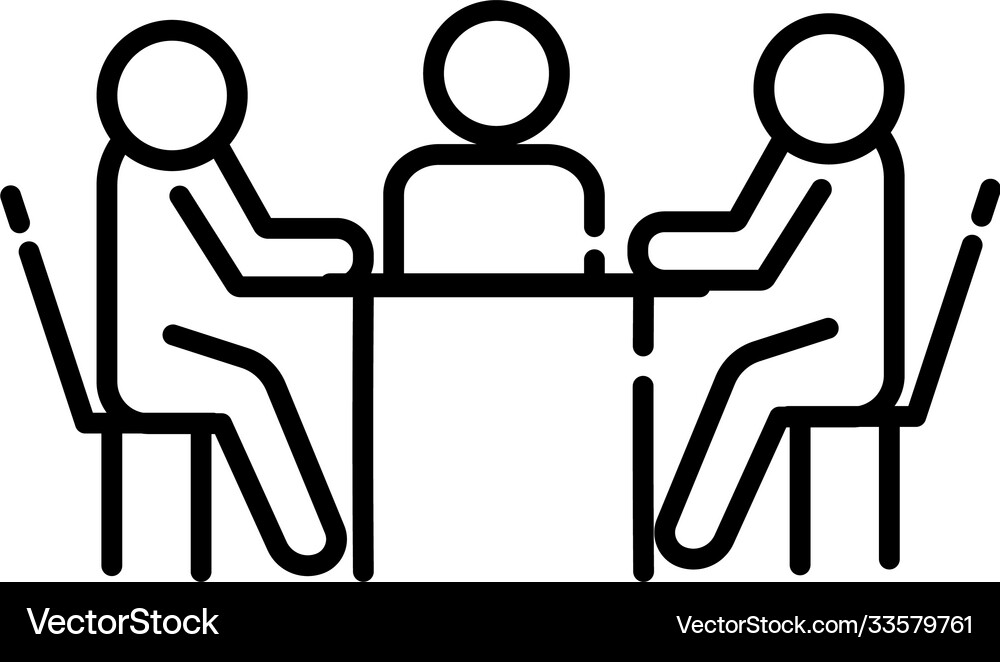 Teamworkers in table coworking line style icon Vector Image