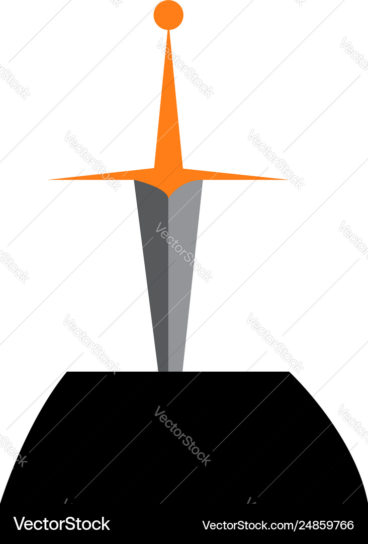 A sword with golden handle can be seen half Vector Image