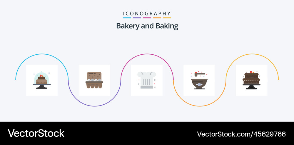 Baking flat 5 icon pack including food bowl Vector Image