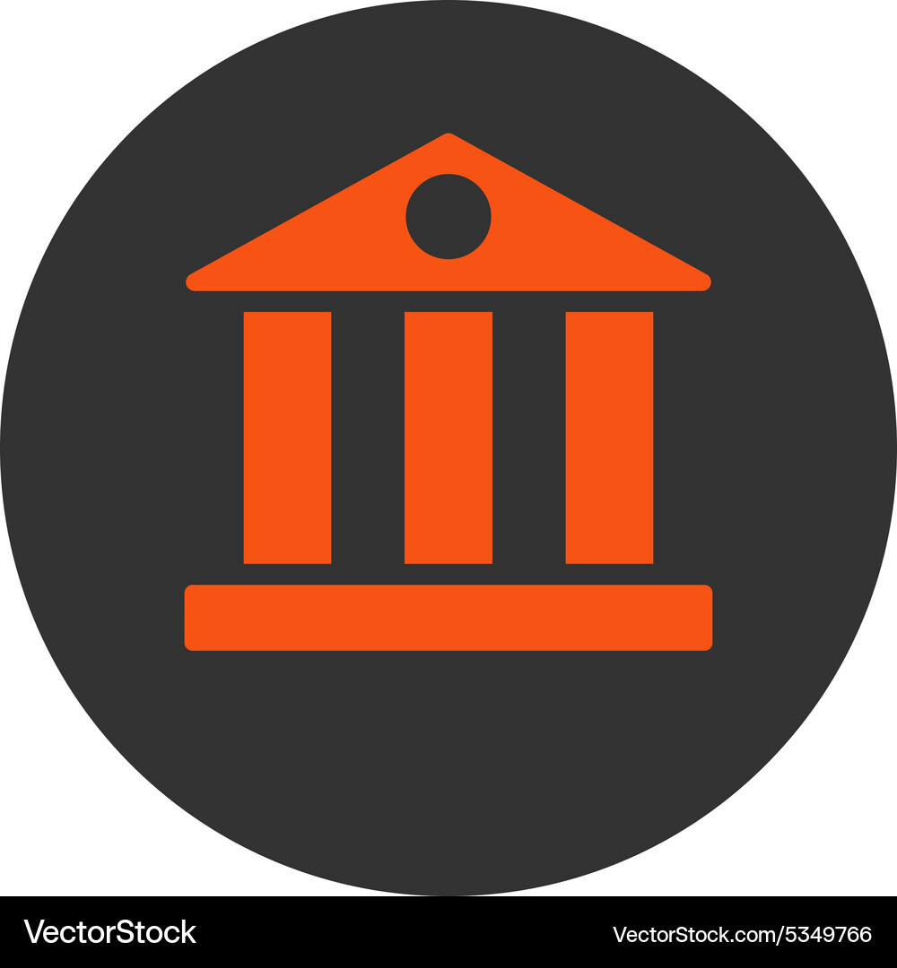 Bank flat orange and gray colors round button Vector Image