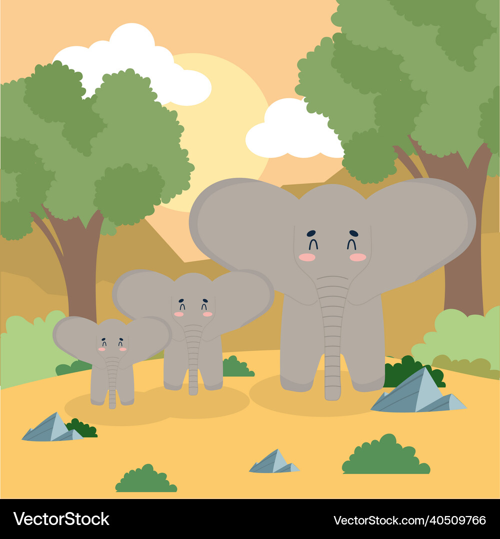 Elephant family card Royalty Free Vector Image