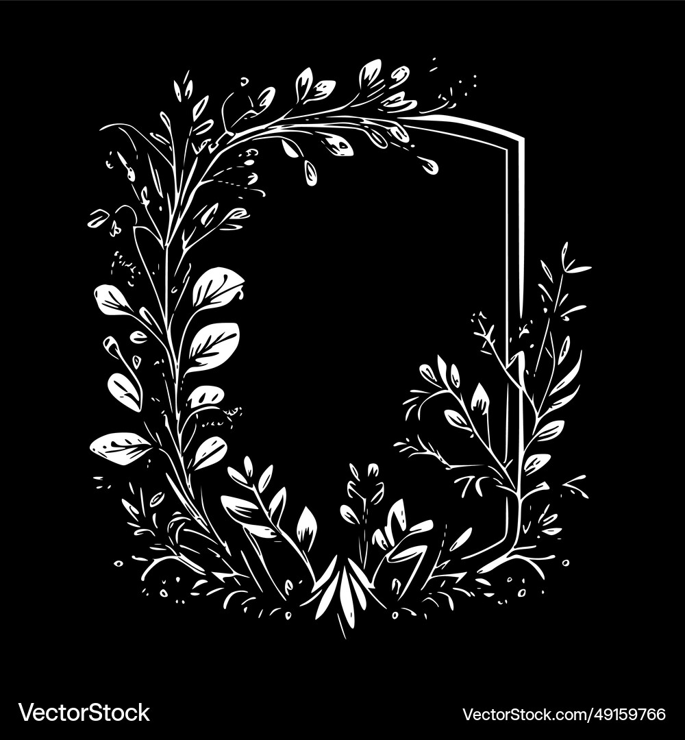 Floral frame - minimalist and simple silhouette Vector Image