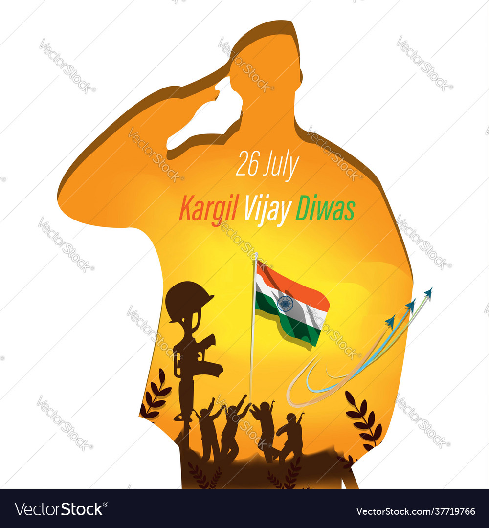 For 26 july vijay kargil diwas means Royalty Free Vector