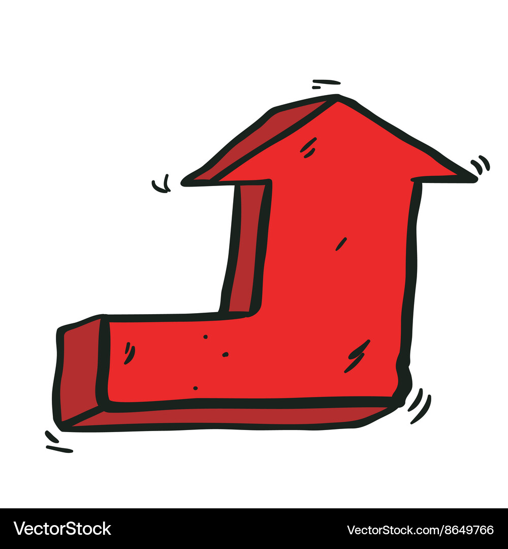 Freehand drawn cartoon direction arrow Royalty Free Vector