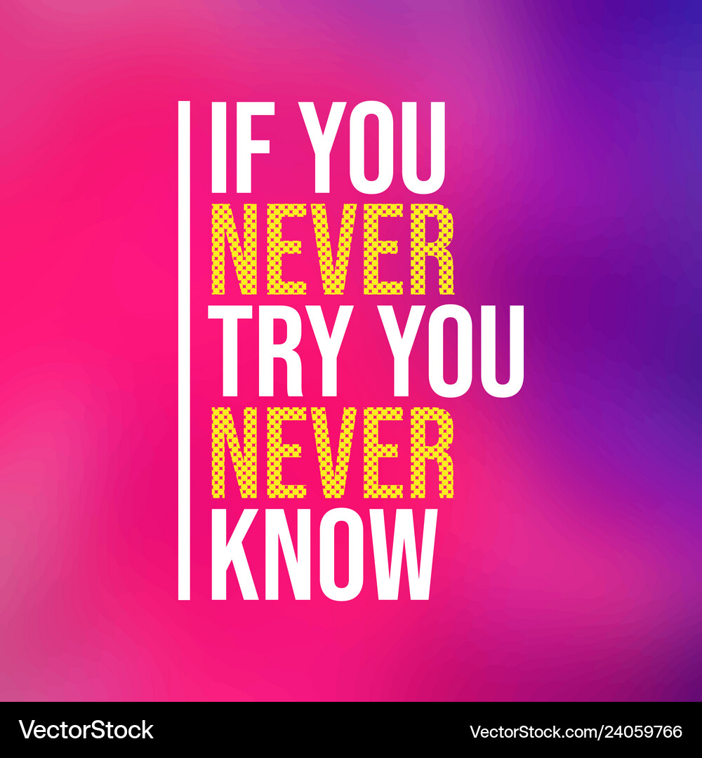 If you never try know motivation quote Royalty Free Vector