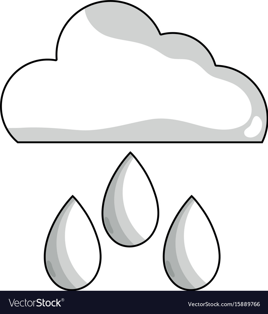 Line cloud with rain and natural weather Vector Image
