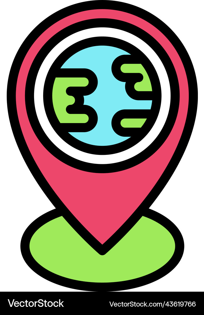 Pin with earth sign icon location map Royalty Free Vector