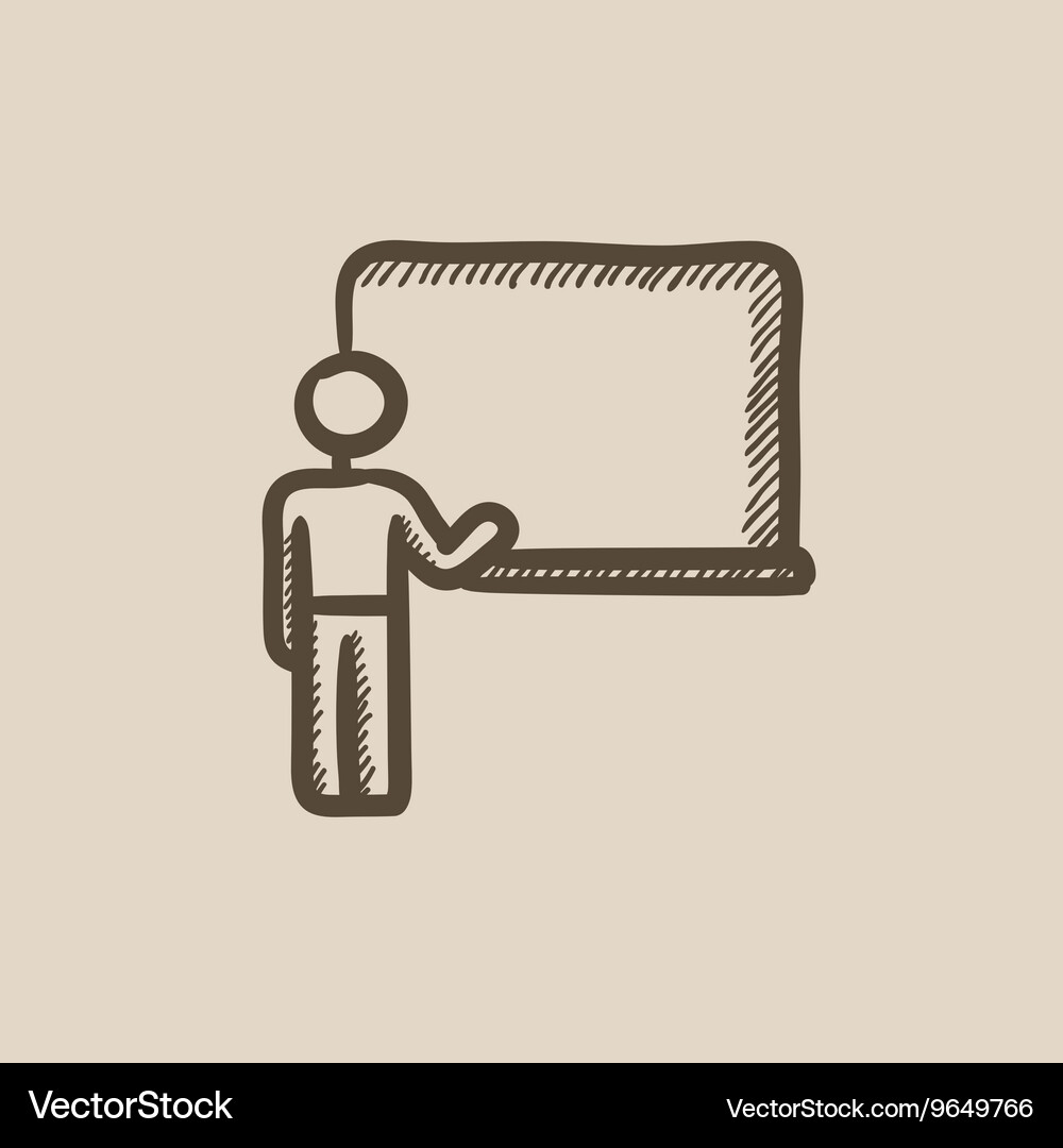 Professor pointing at blackboard sketch icon Vector Image
