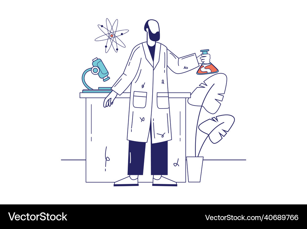 Science laboratory concept in flat line design Vector Image