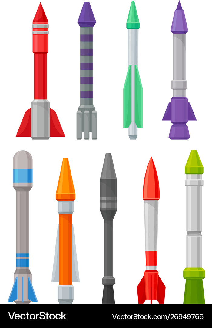 Set military missiles Royalty Free Vector Image