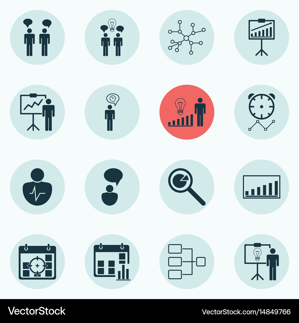 Set of 16 authority icons includes decision Vector Image