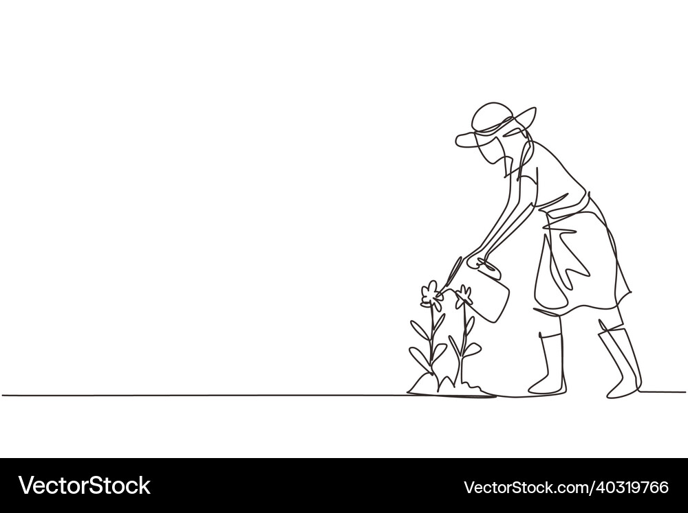 Single continuous line drawing girl volunteer Vector Image
