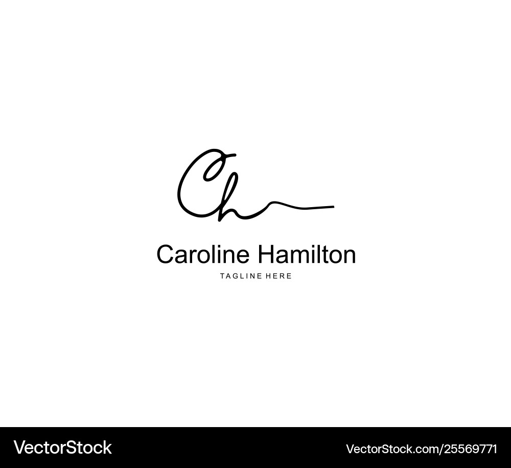 Calligraphy signature letter ch logotype Vector Image