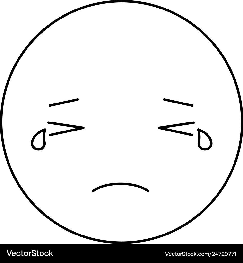 Cartoon crying head kawaii character Royalty Free Vector
